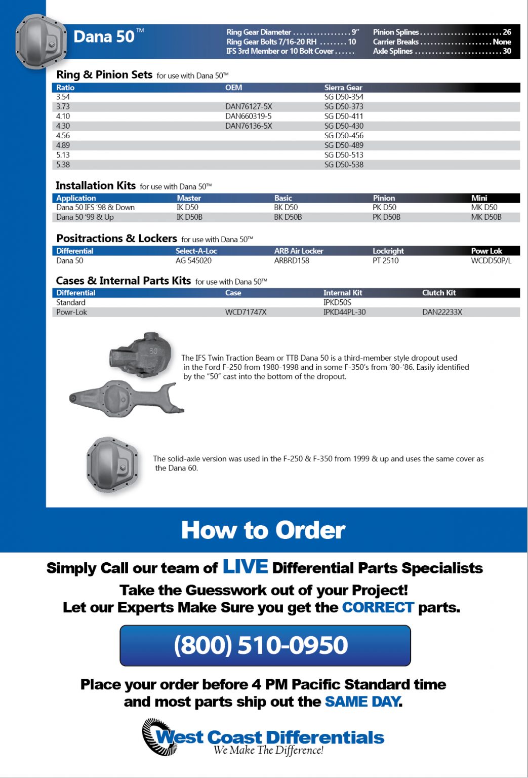 Dana 50 ™ Differential Parts | West Coast Differentials