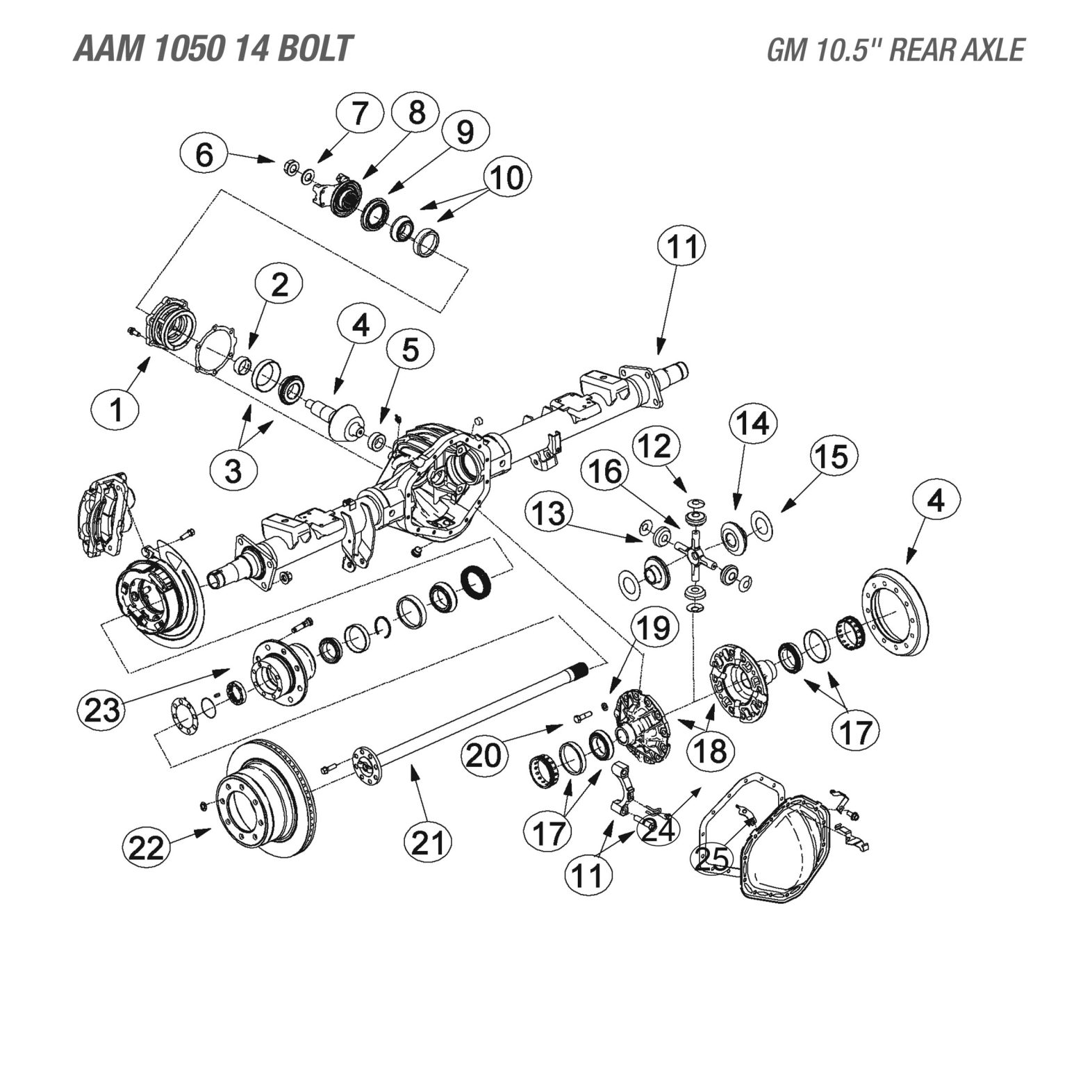 GM 14-Bolt 10.5" Rear Axle - Differential Parts Catalog - West Coast ...