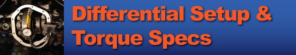 Differential Set-Up Specifications | West Coast Differentials