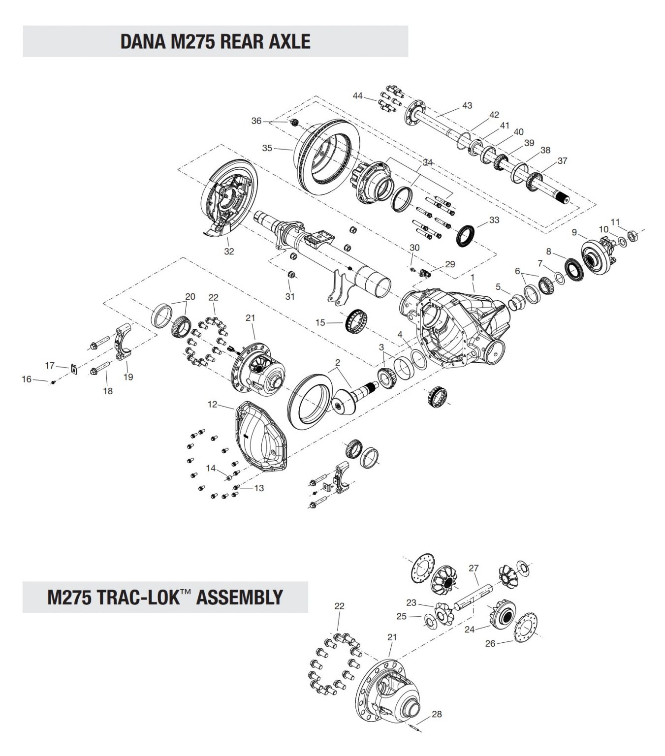 Dana M275 - 10.8" Rear Axle Parts Catalog - West Coast Differentials