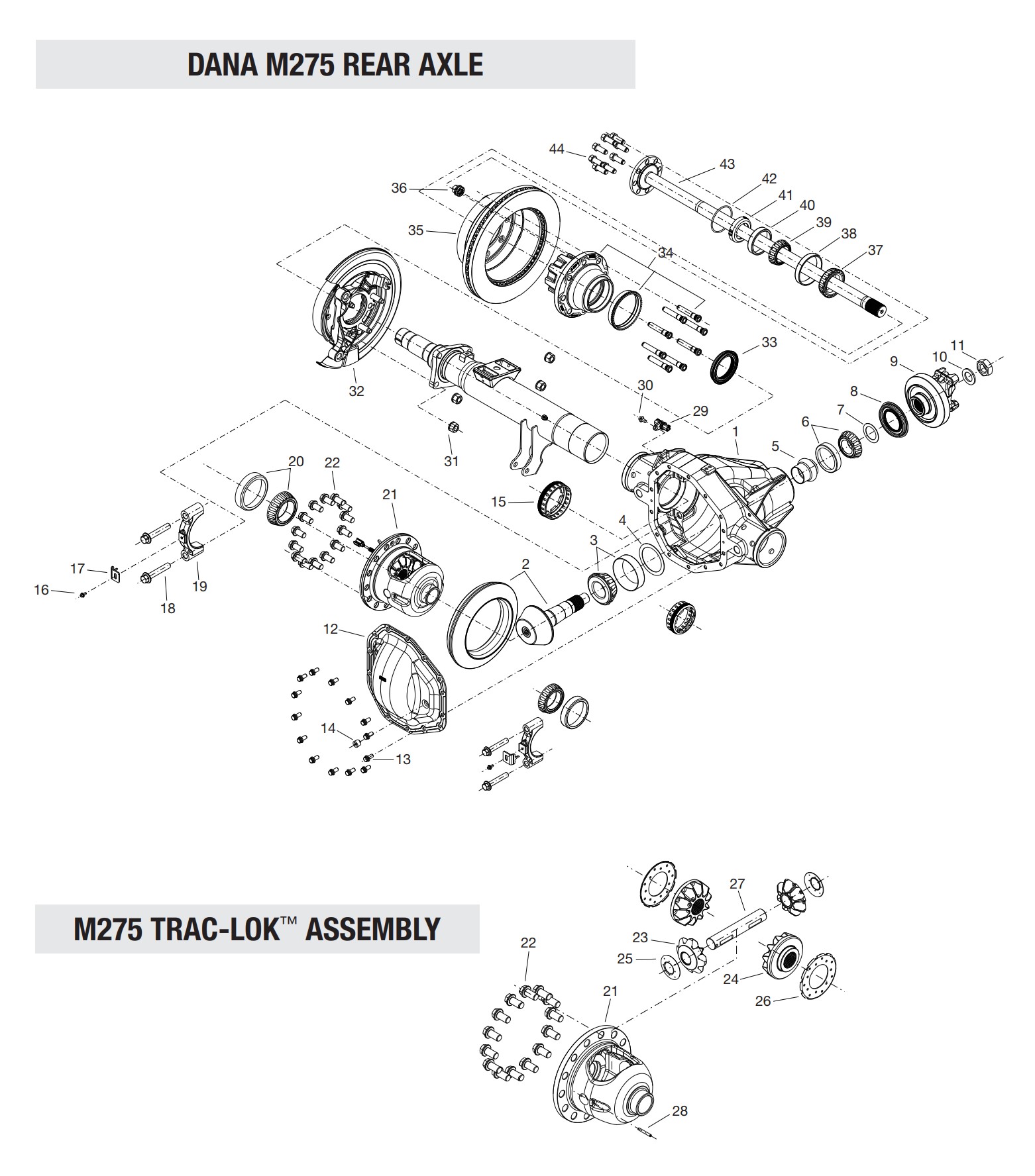 Dana M275 - 10.8" Rear Axle Parts Catalog - West Coast Differentials