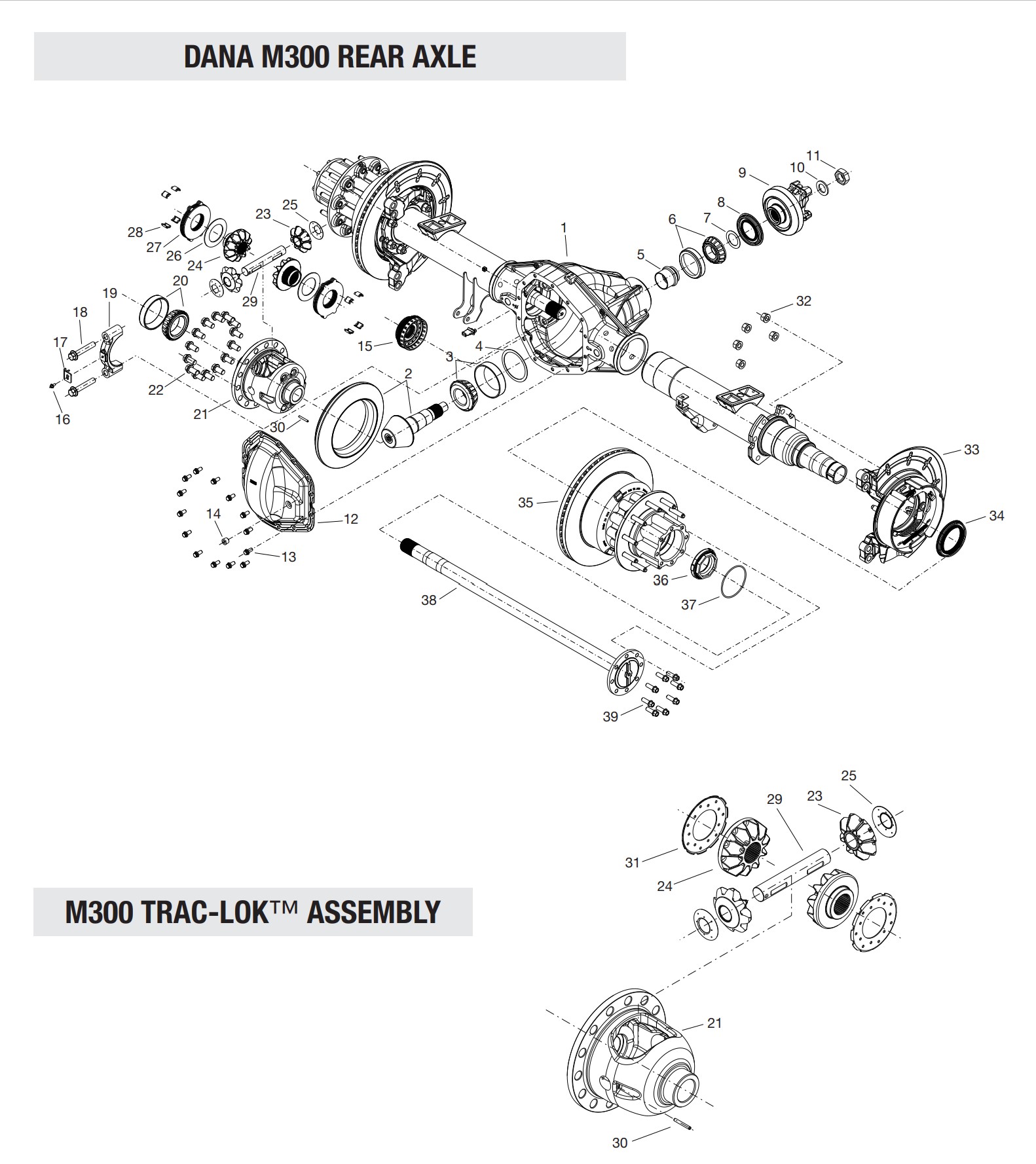Dana M300 / 11.8" Rear Axle - Differential Parts Catalog - West Coast Differentials